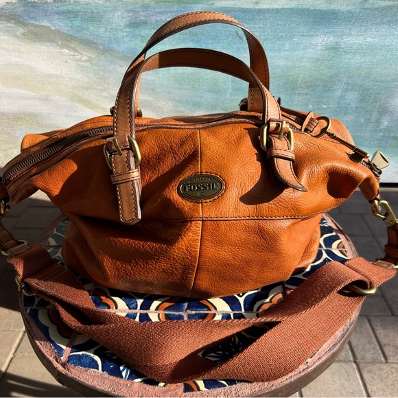 Fossil | Bags | Fossil Vintage Large Leather Satchel Handbag ...